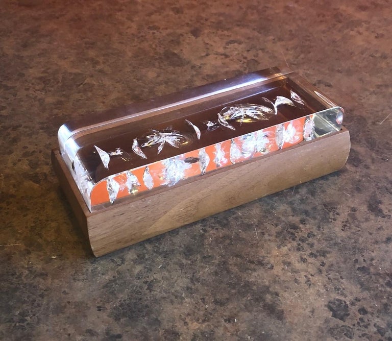 Mid-Century Modern Walnut and Lucite Trinket Box For Sale at 1stDibs ...