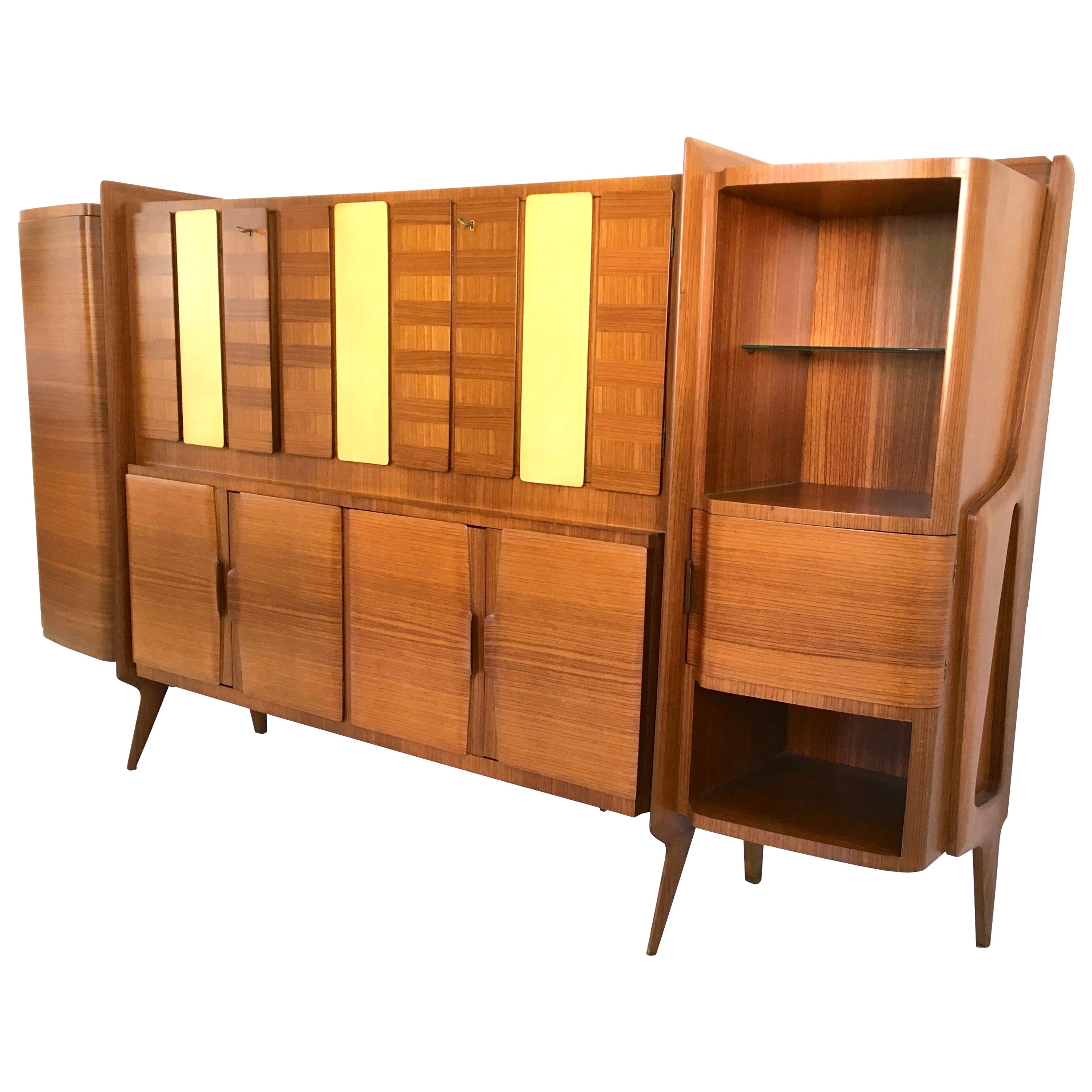 Walnut and Ebonized Wood Cabinet in the Style of Gio Ponti, Italy ...