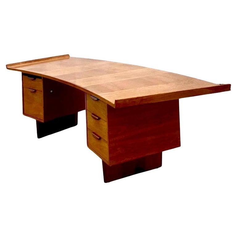 Midcentury Monumental Harvey Probber Curved Surfboard Executive Desk at ...