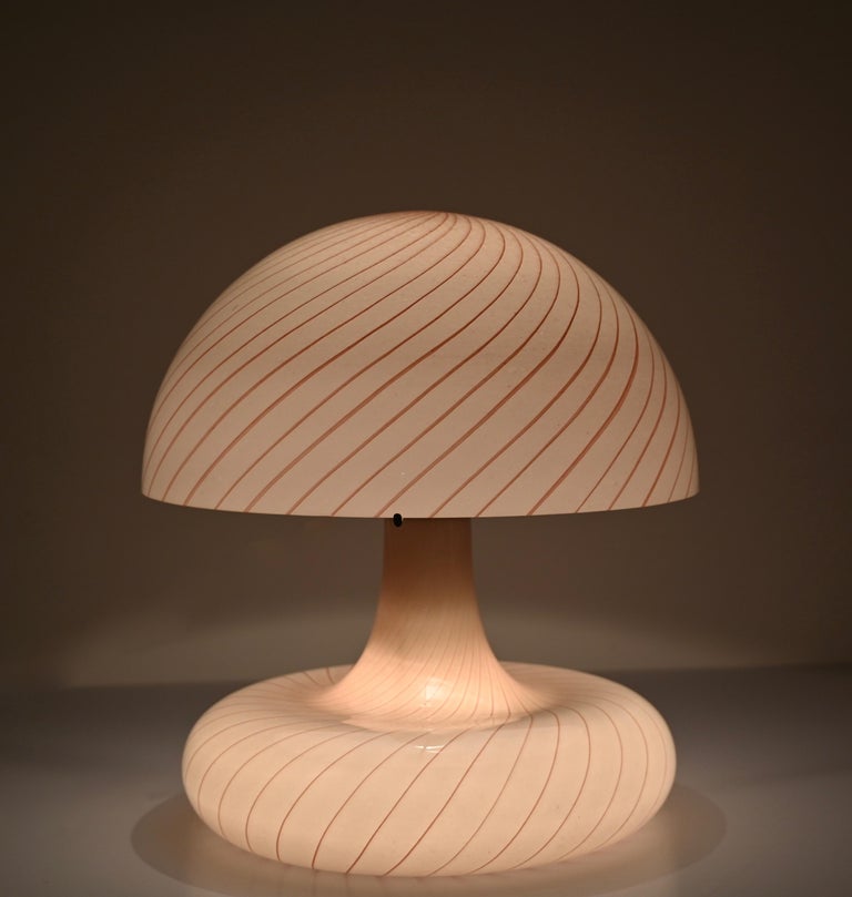 Midcentury Murano Glass and Brass Italian Mushroom-Shaped Table Lamp ...