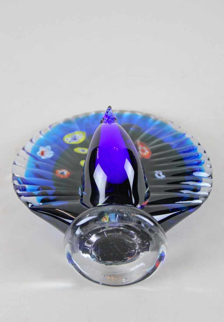 Midcentury Murano Glass Peacock Sculpture, Italy, circa 1960 at 1stDibs