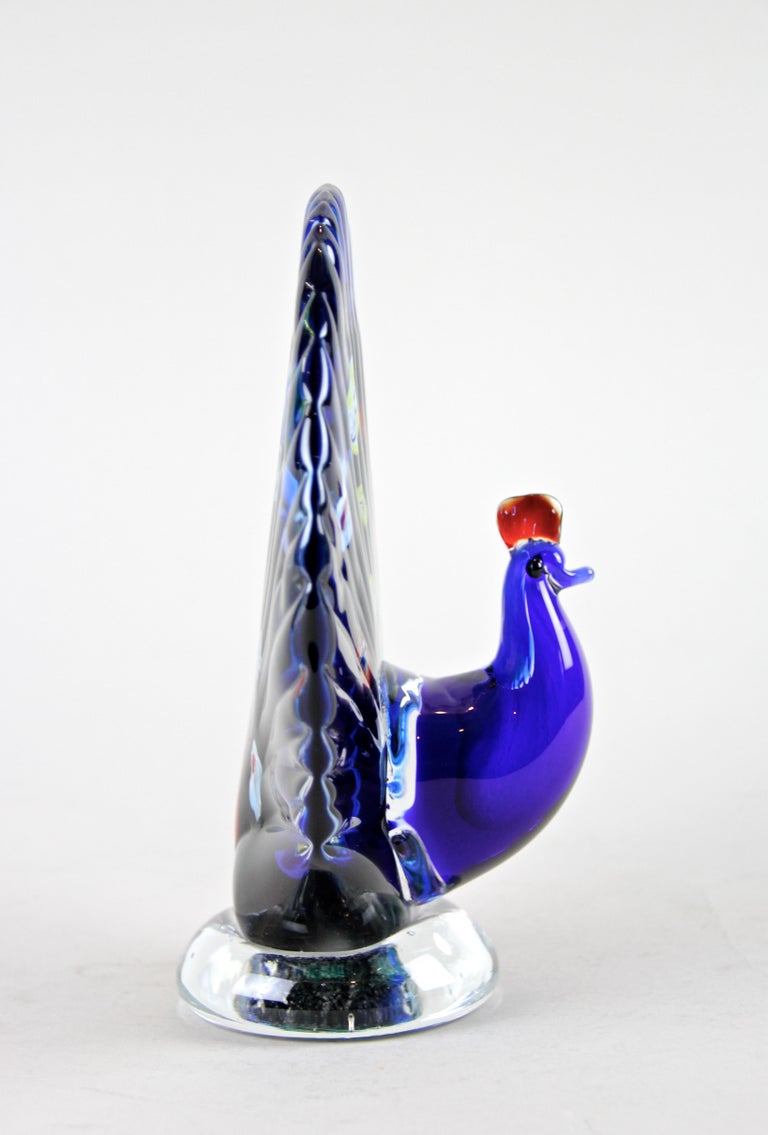 Midcentury Murano Glass Peacock Sculpture, Italy, circa 1960 at 1stDibs