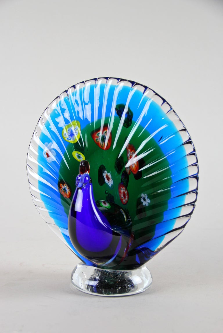 Midcentury Murano Glass Peacock Sculpture, Italy, circa 1960 at 1stDibs