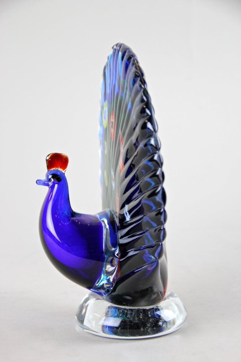 Midcentury Murano Glass Peacock Sculpture, Italy, circa 1960 at 1stDibs
