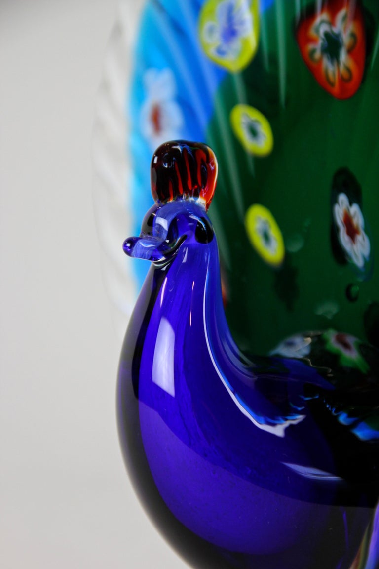 Midcentury Murano Glass Peacock Sculpture, Italy, circa 1960 at 1stDibs
