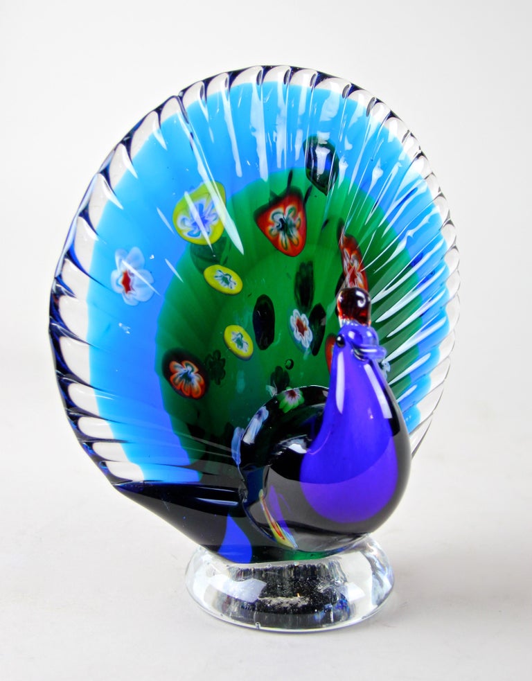 Midcentury Murano Glass Peacock Sculpture, Italy, circa 1960 at 1stDibs