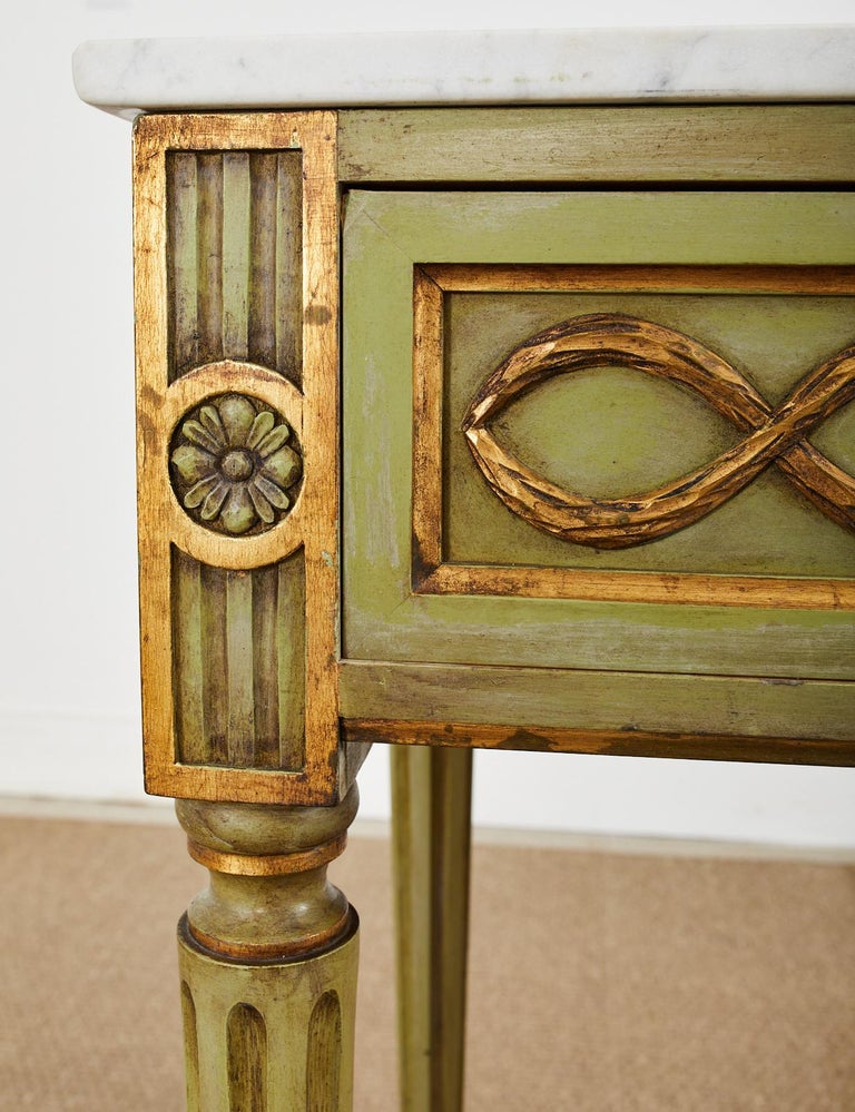 Mid-Century Neoclassical Style Lacquered Marble Top Console Table For ...