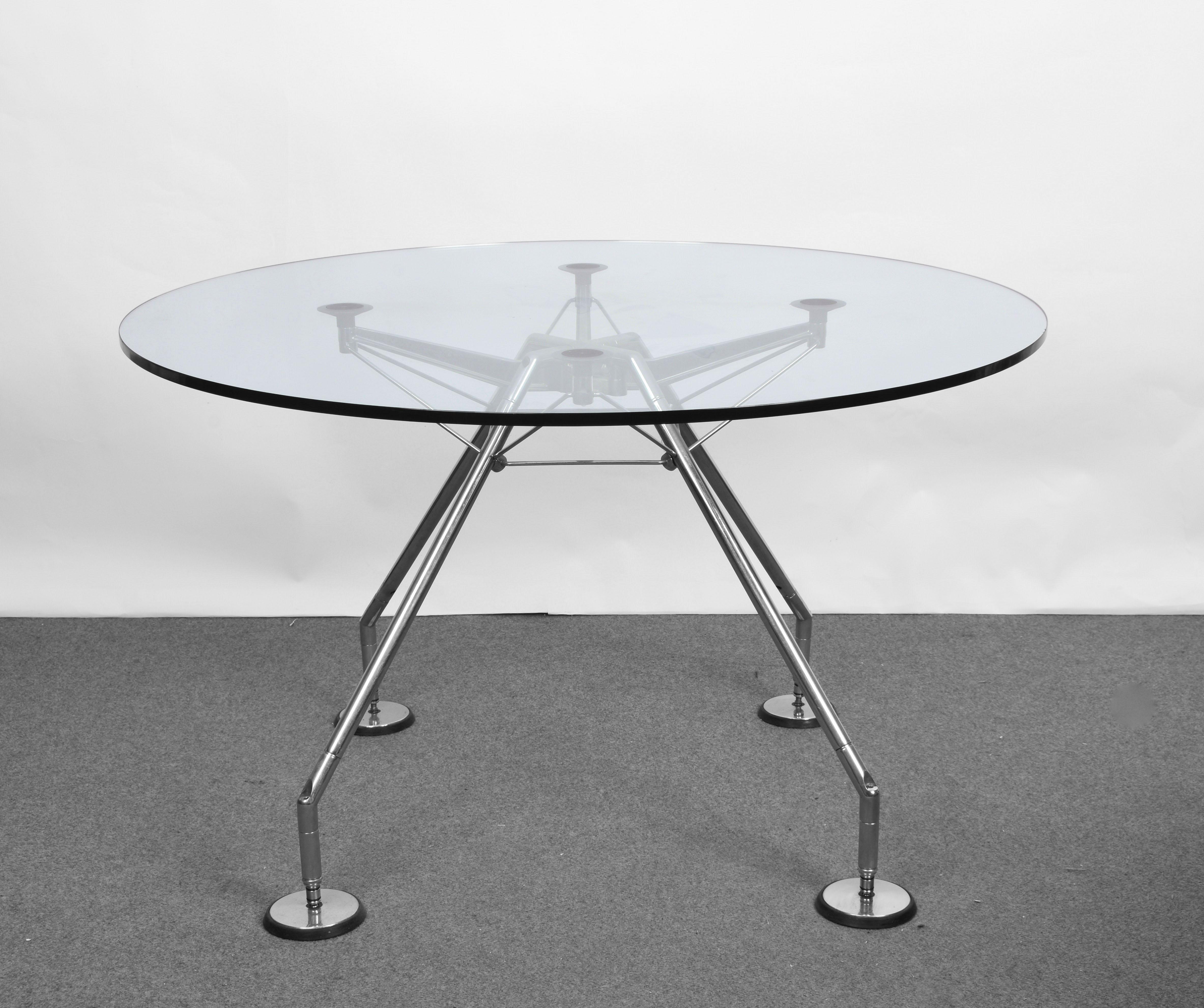 Midcentury Norman Foster Round "Nomos" Italian Dining Table for Tecno ...