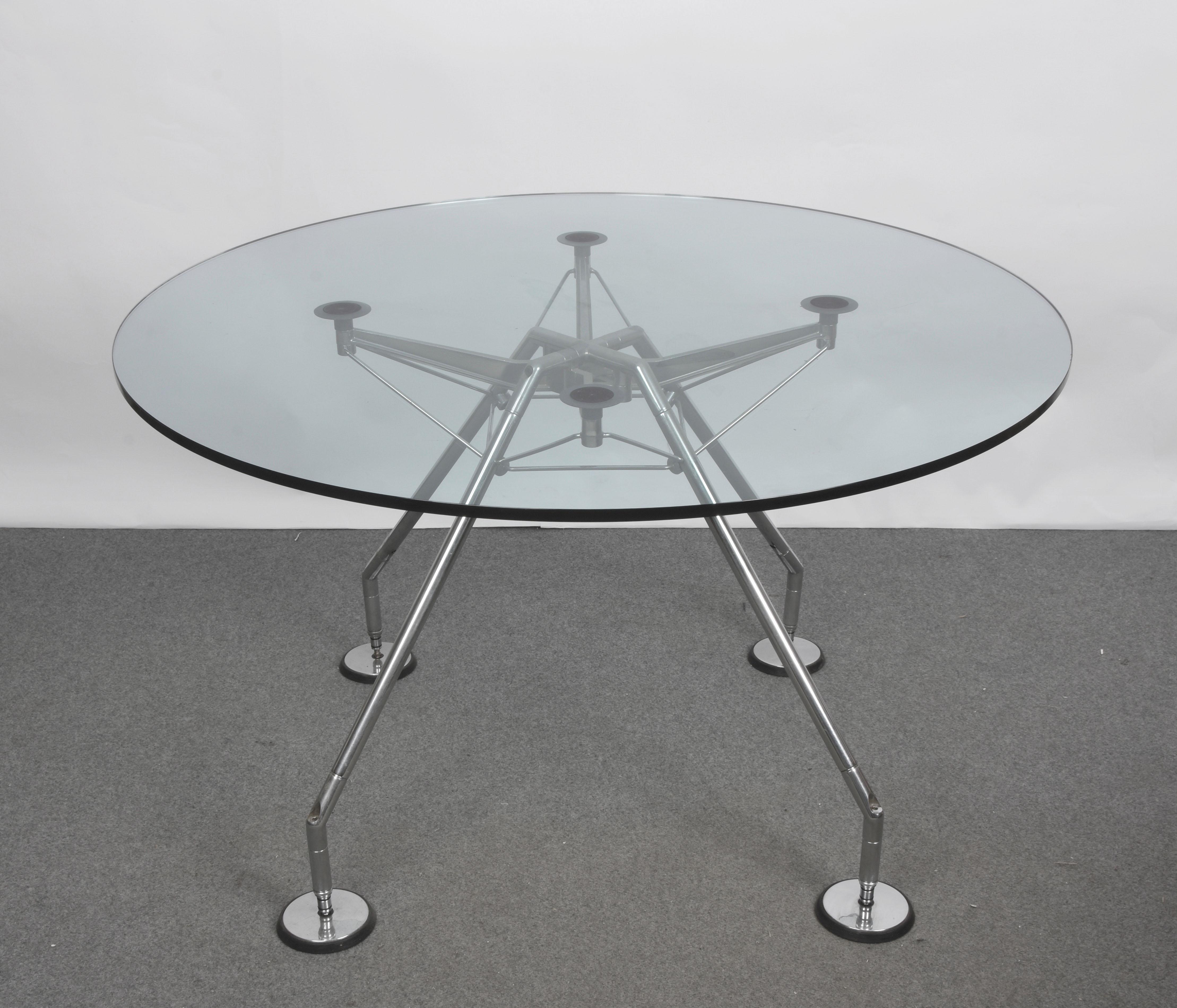Midcentury Norman Foster Round "Nomos" Italian Dining Table for Tecno ...