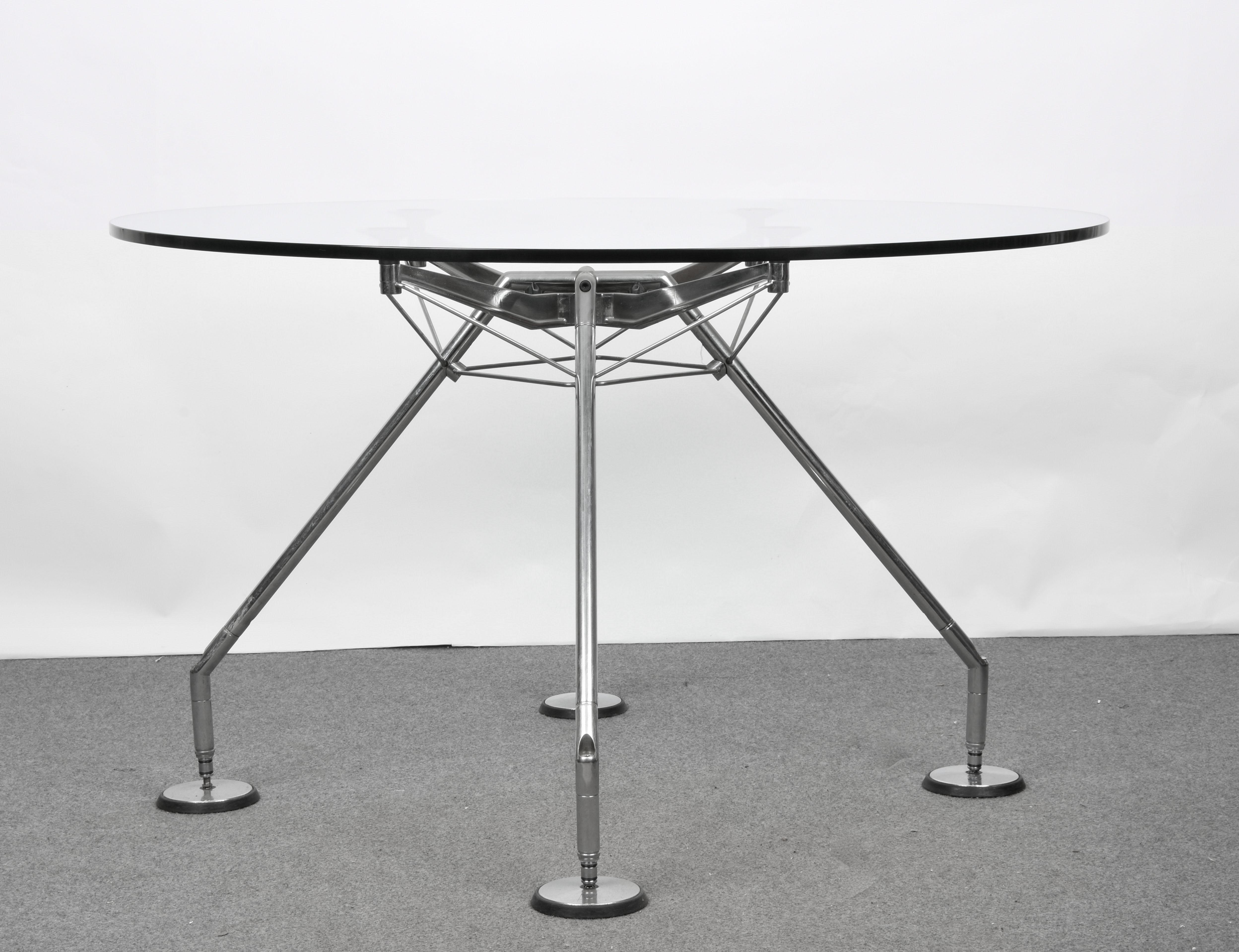 Midcentury Norman Foster Round "Nomos" Italian Dining Table for Tecno ...