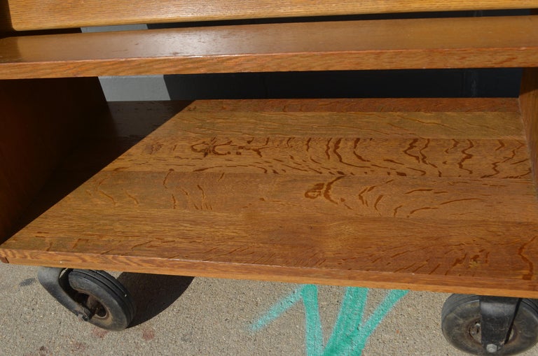 Midcentury Oak Book Cart with slanted Shelves on Wheels from Public ...