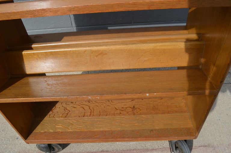 Midcentury Oak Book Cart with slanted Shelves on Wheels from Public ...
