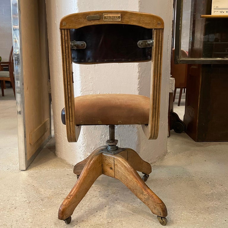 Midcentury Oak Office and Suede Desk Chair by DoMore at 1stDibs ...