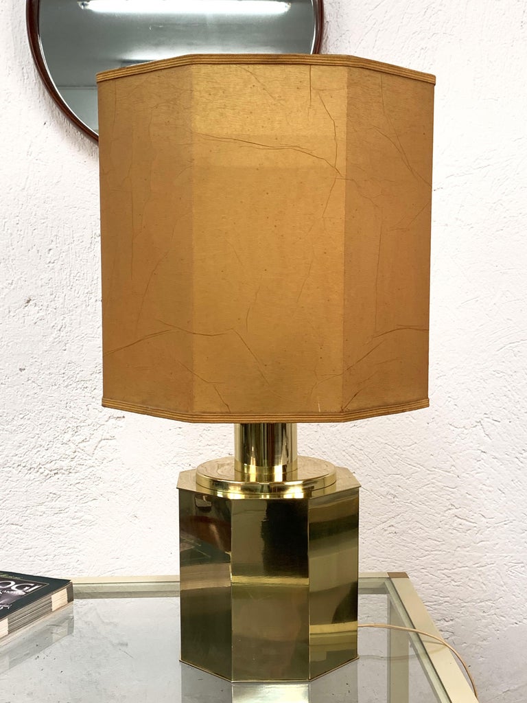 Midcentury Octagonal Brass Italian Table Lamp attributed to Tommaso ...