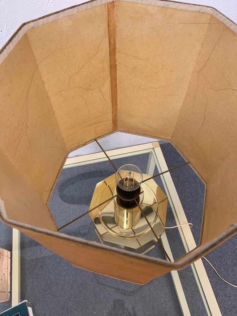 Midcentury Octagonal Brass Italian Table Lamp attributed to Tommaso ...