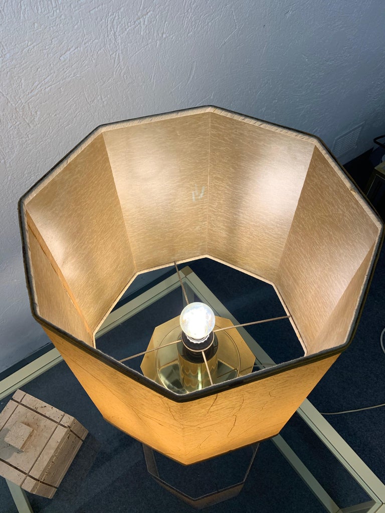 Midcentury Octagonal Brass Italian Table Lamp attributed to Tommaso ...