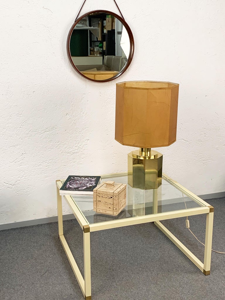 Midcentury Octagonal Brass Italian Table Lamp attributed to Tommaso ...