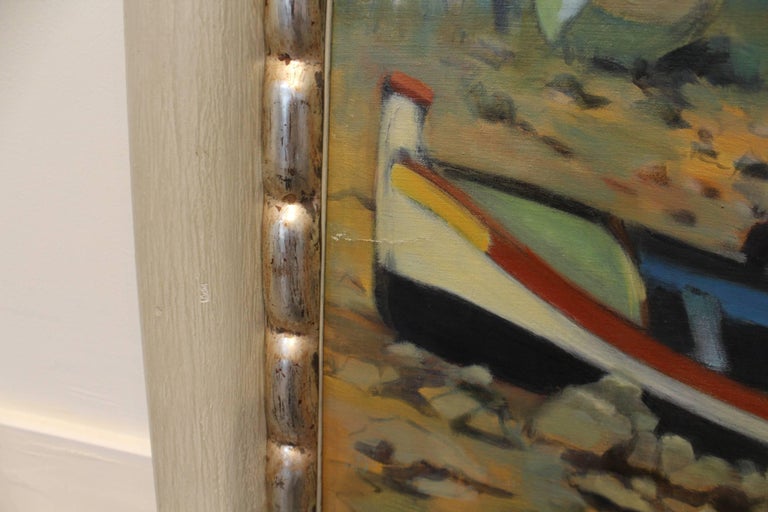 Midcentury Oil Painting of French Port by Artist Tanguy Le Roy For Sale ...