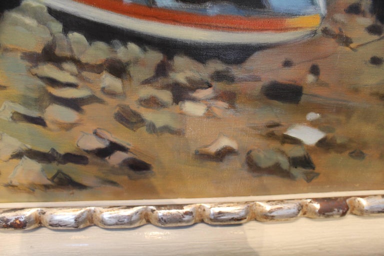 Midcentury Oil Painting of French Port by Artist Tanguy Le Roy For Sale ...