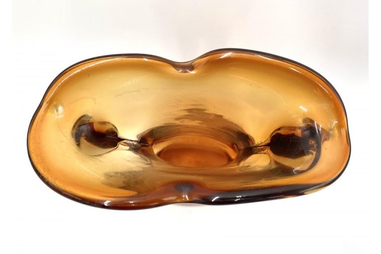 Midcentury Orange "Sharks Finn" Glass Vase, 1970s at 1stDibs