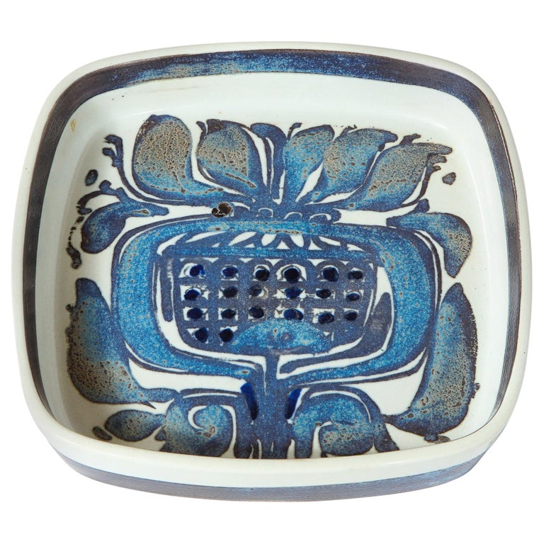 Midcentury Organic Modern Decorative Blue Thistle Dish by Royal ...