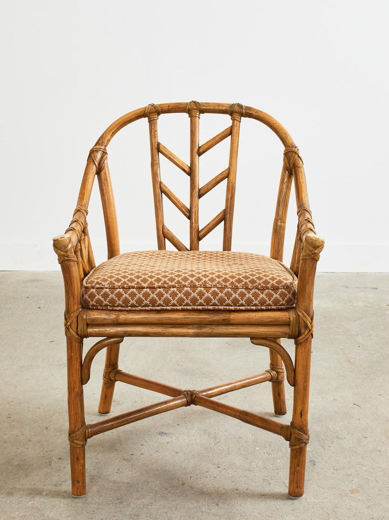 Midcentury Organic Modern McGuire Rattan Armchair For Sale at 1stDibs