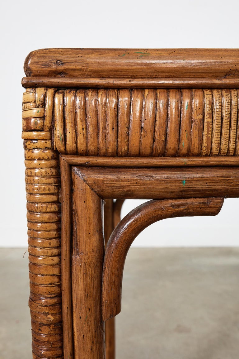 Midcentury Organic Modern Style Bamboo Rattan Console Table For Sale at ...