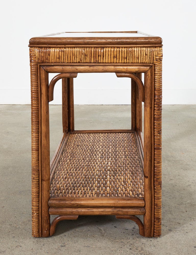 Midcentury Organic Modern Style Bamboo Rattan Console Table For Sale at ...