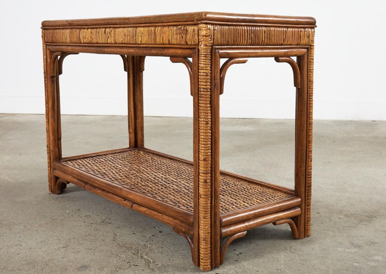 Midcentury Organic Modern Style Bamboo Rattan Console Table For Sale at ...