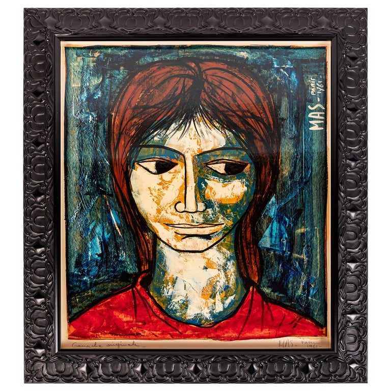 Original Gouache on Paper Painting by French Artist Pierre Mas, 1961 at ...
