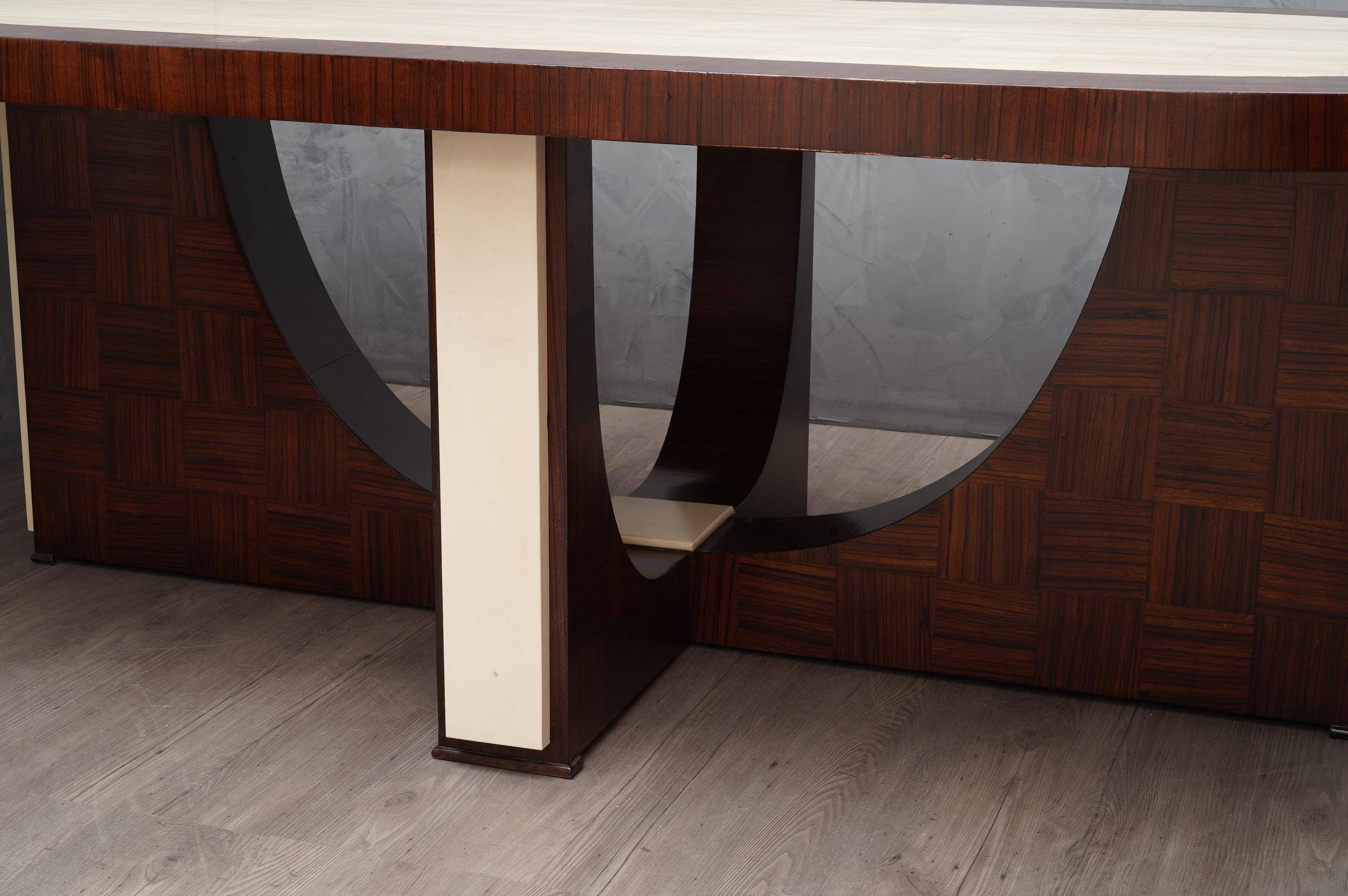 Midcentury Oval Zebrano Wood and Goatskin Italian Table, 1950 For Sale ...