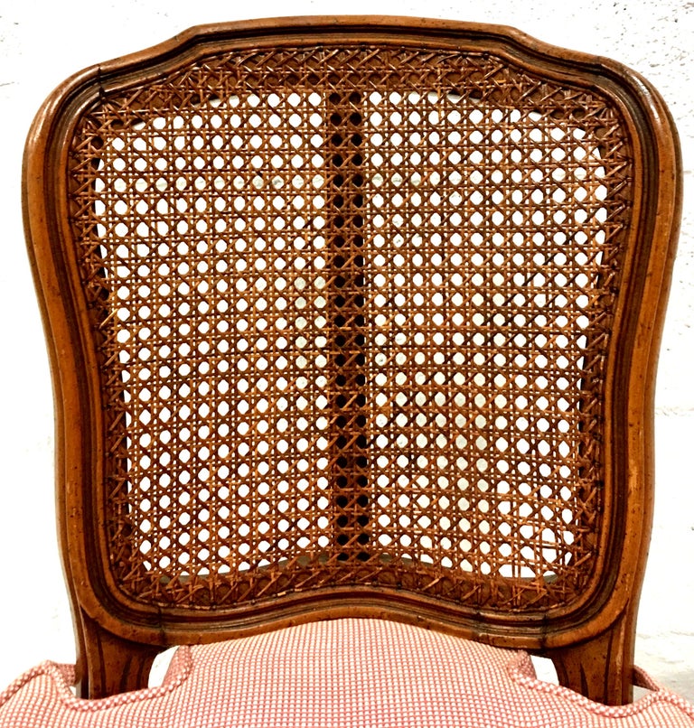 Mid-Century Pair Of French Style Carved Wood and Cane Chairs For Sale ...