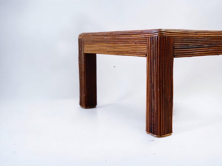 Midcentury Pencil Reed Coffee Table, Vintage Organic Modern For Sale at ...