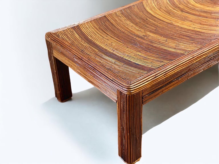 Midcentury Pencil Reed Coffee Table, Vintage Organic Modern For Sale at ...