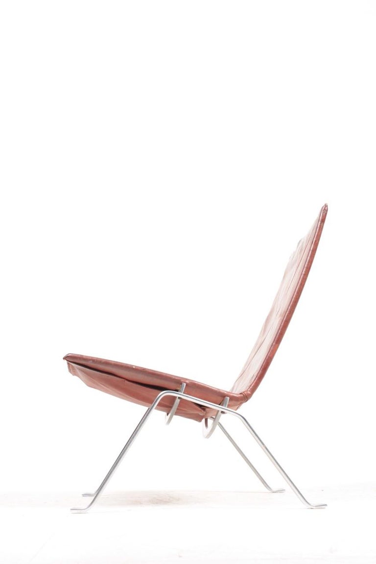 Midcentury "PK 22" Lounge Chair in Patinated Leather Designed by Poul ...