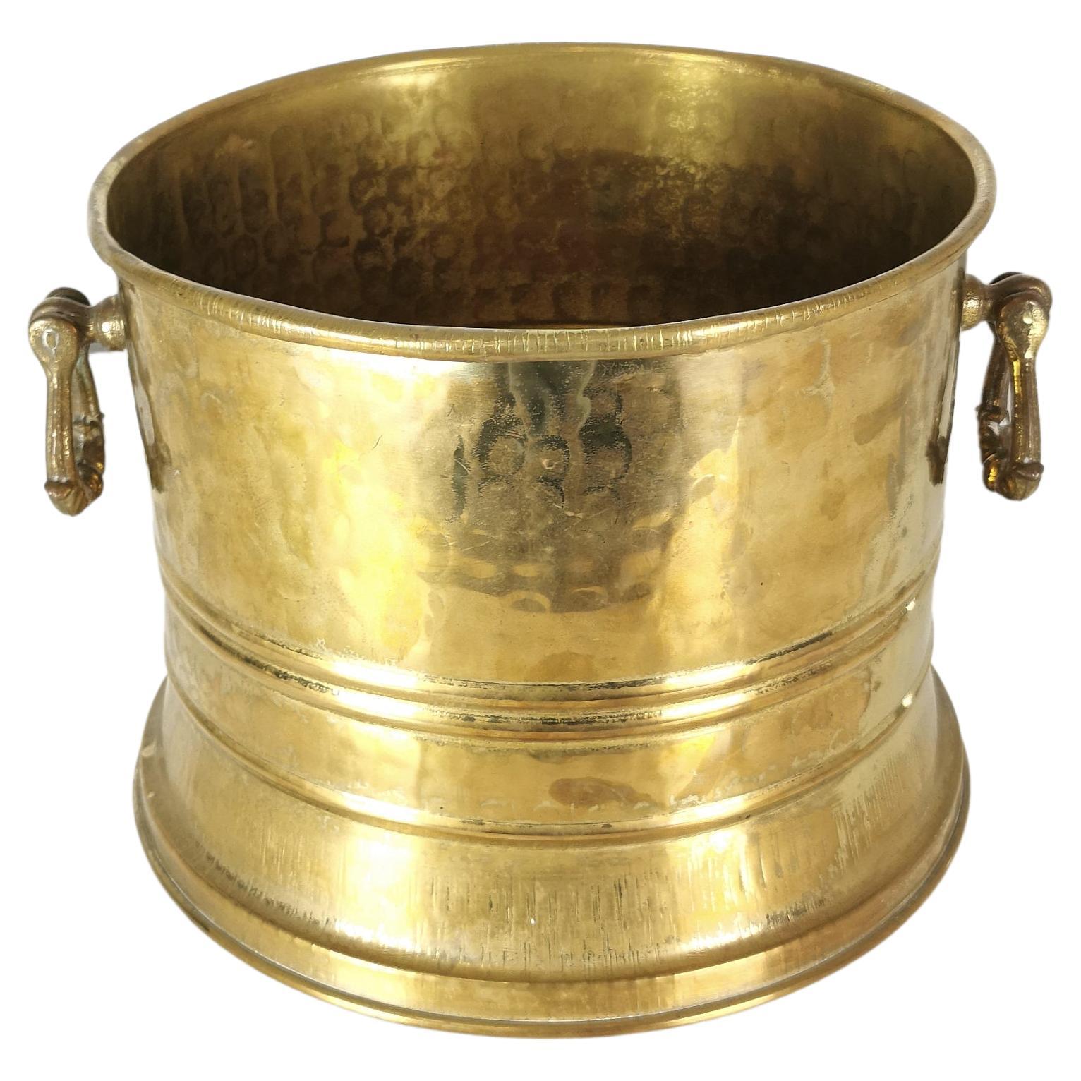 Midcentury Plant Holder Cachepot Hammered Brass Italian Design 1960s at ...