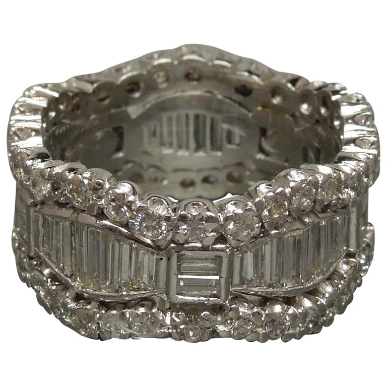 Midcentury Platinum Diamond Eternity Band For Sale at 1stDibs