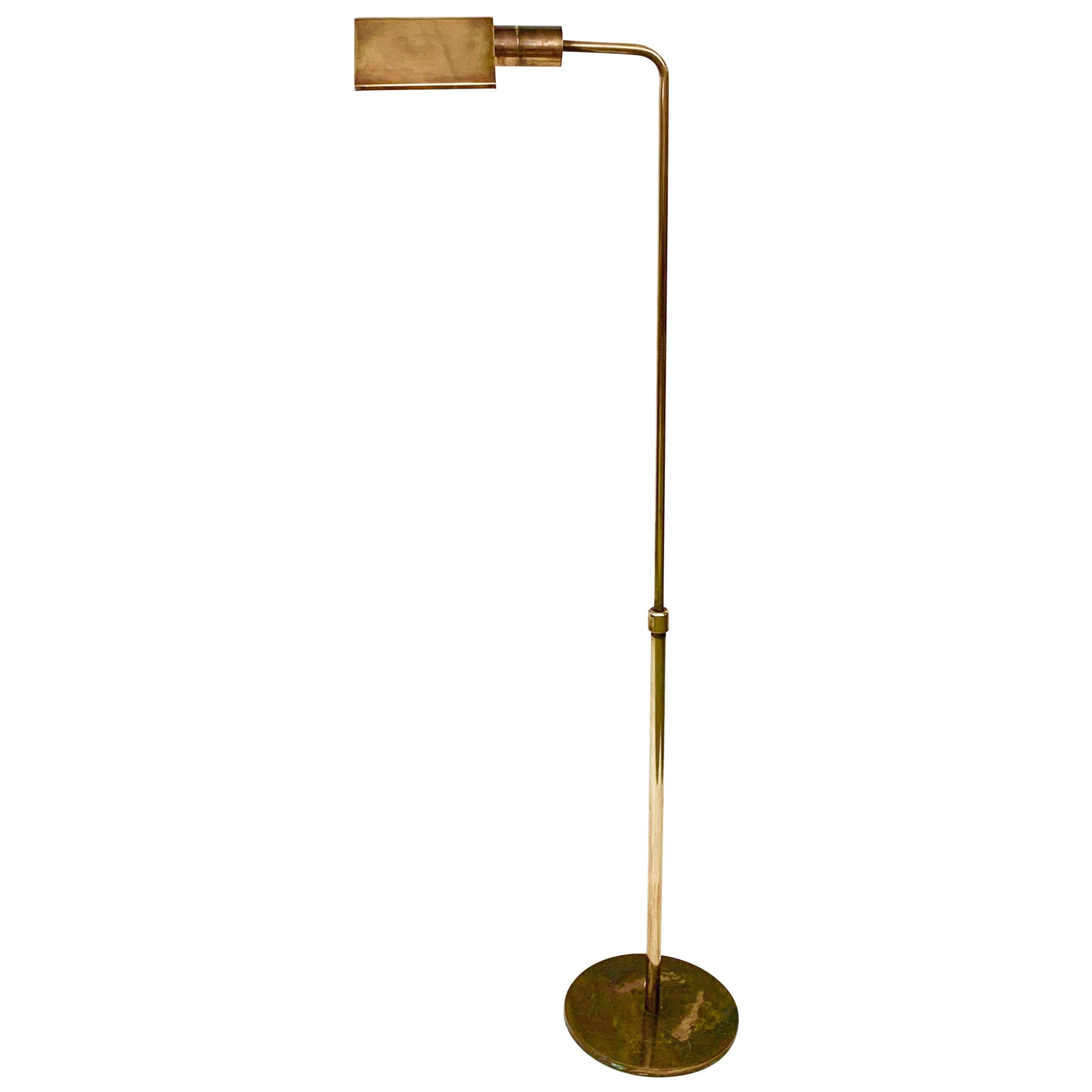 Vintage Brass Adjustable Swing Arm Pharmacy Floor Lamp Library Reading ...