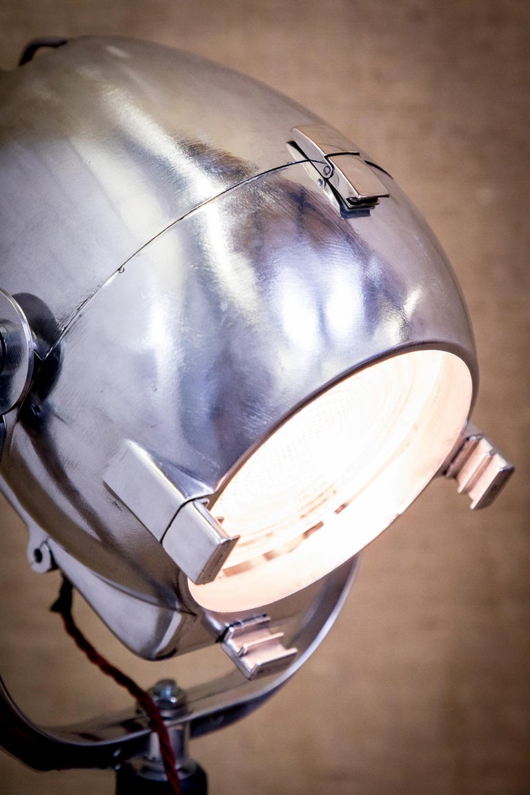 Midcentury Polished Theatre Stage Movie Light on Tripod by Rank Strand ...