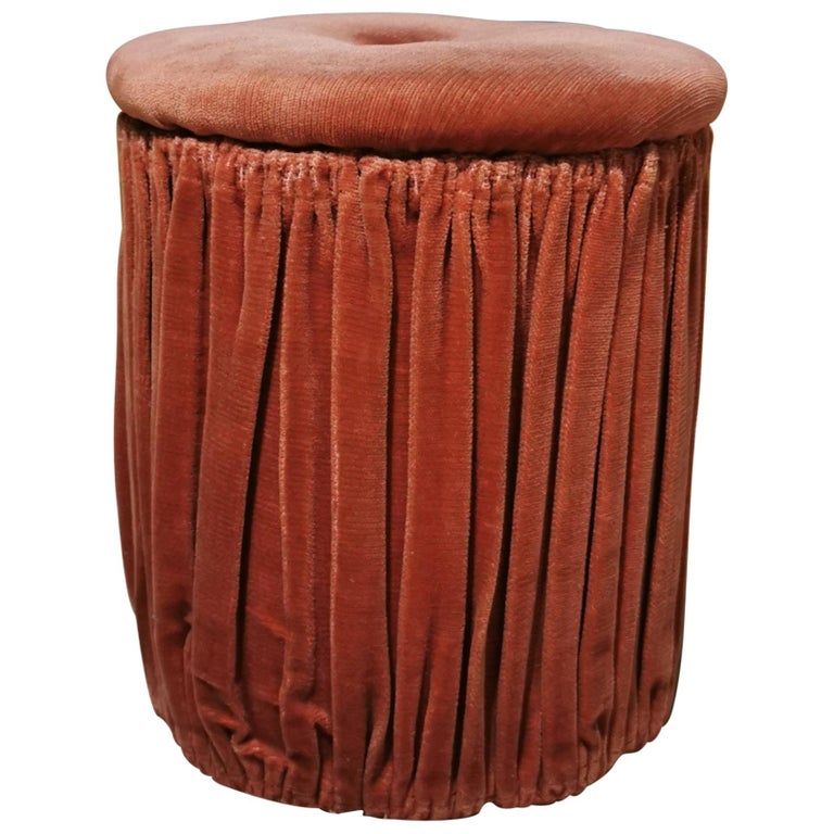 Mid Century Pouf Footstool Smooth Velvet Ottoman Small Italian Design ...