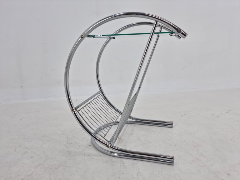 Midcentury Rare Chrome Magazine Table, Italy, 1970s For Sale at 1stDibs