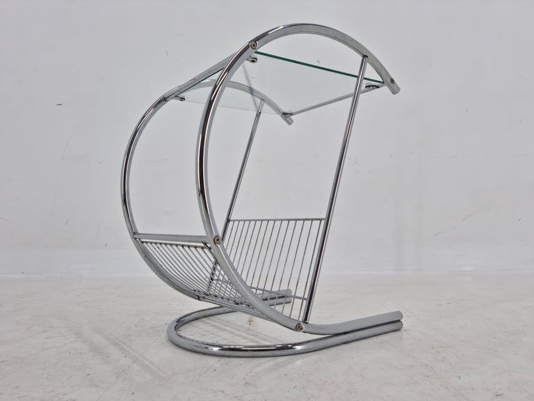 Midcentury Rare Chrome Magazine Table, Italy, 1970s For Sale at 1stDibs