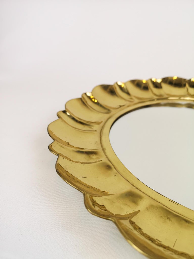 Midcentury Rare Mirror in Brass by Lars Holmström Arvika, Sweden at ...