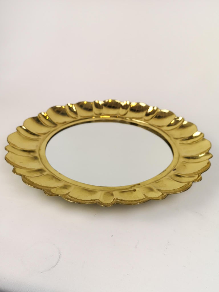 Midcentury Rare Mirror in Brass by Lars Holmström Arvika, Sweden at ...