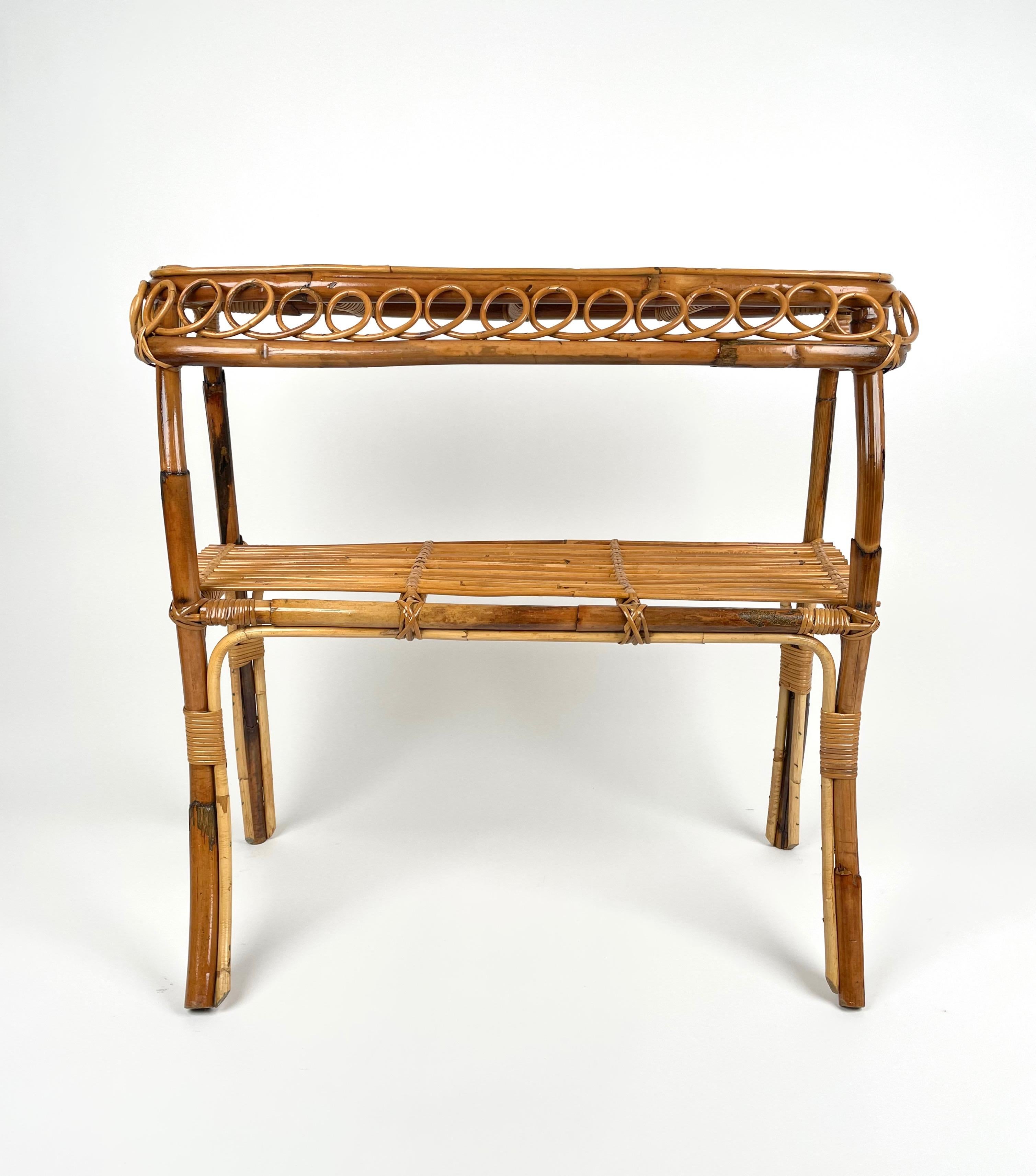 Midcentury Rattan and Bamboo Console Table Franco Albini Style, Italy ...