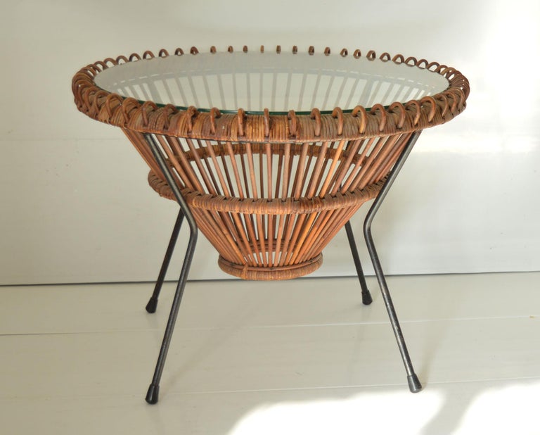 Midcentury Rattan Coffee Table in the Style of Franco Albini, Italian ...