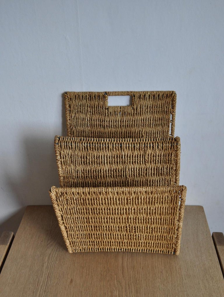 Midcentury Rattan Magazine Holder or Rack at 1stDibs