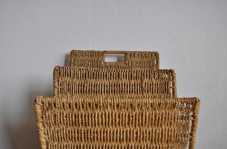 Midcentury Rattan Magazine Holder or Rack at 1stDibs