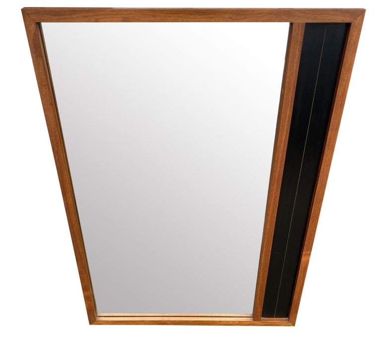 Midcentury Rectangle Walnut Frame Mirror with Black Lacquer Very ...