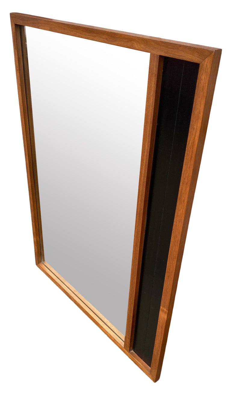 Midcentury Rectangle Walnut Frame Mirror with Black Lacquer Very ...